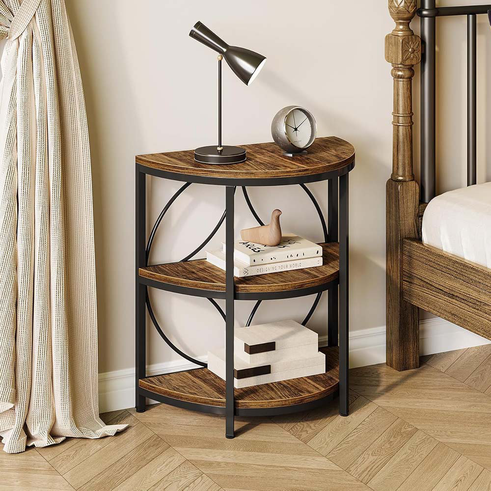 17 Stories Half Round End Table, 3-Tier Narrow Side Table With Metal ...