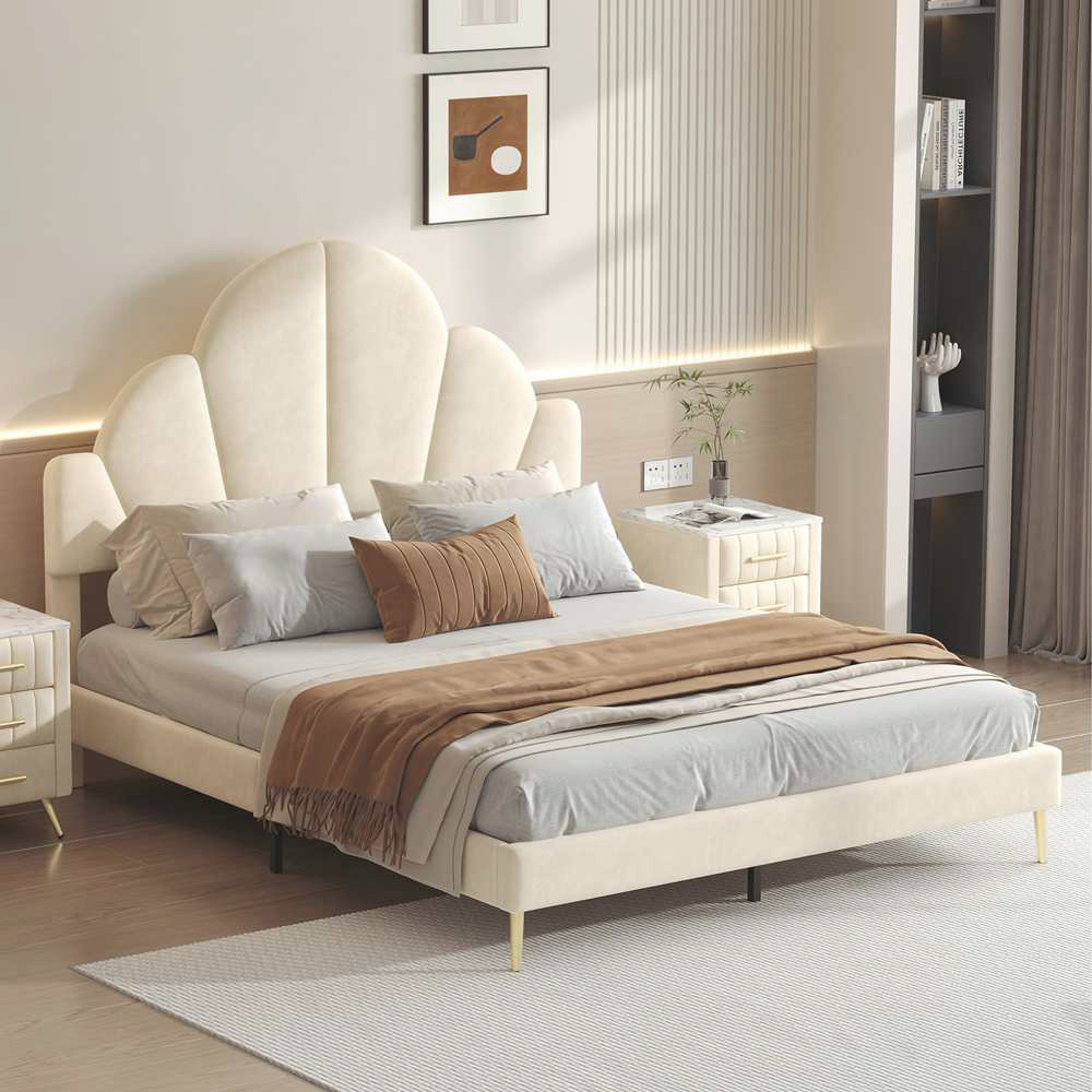 Latitude Run® Queen Size Upholstered Bed Frame with Elegant Design ...