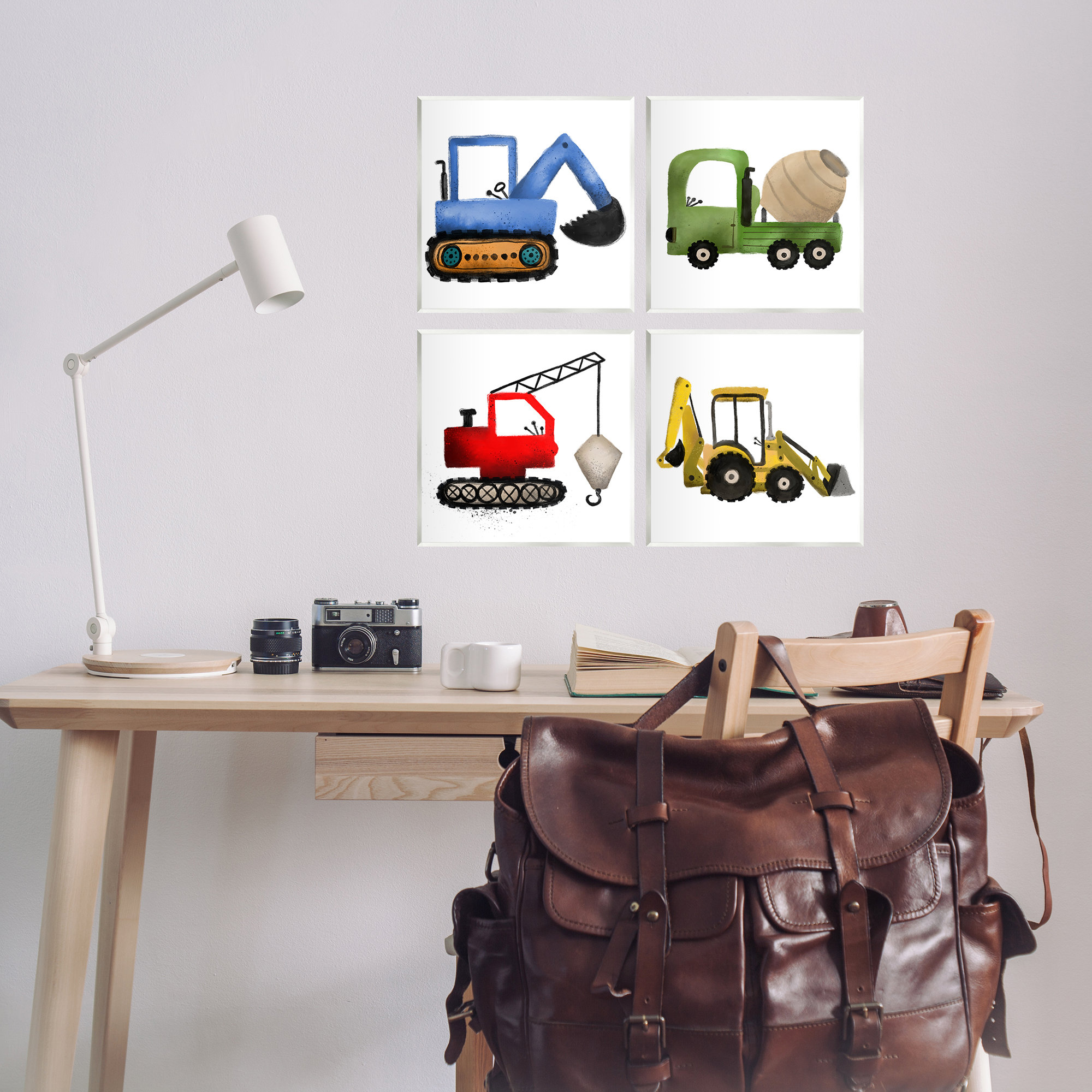 Dakota Fields Varied Construction Vehicles 4 PC Wall Plaque Art Set by Elizabeth Medley | Wayfair