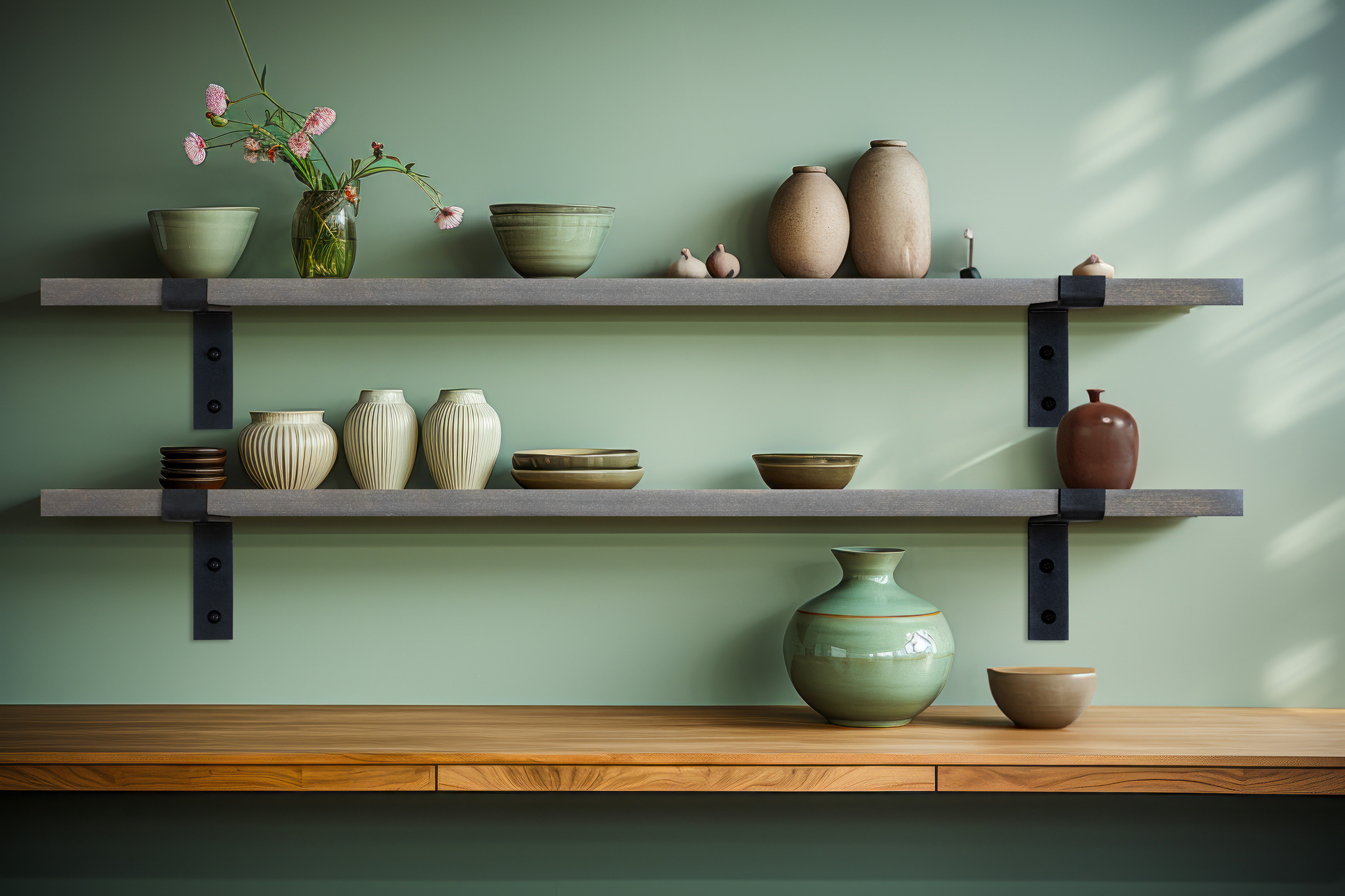 Rayne Mirrors Emerald Lee 2 Piece Poplar Bracket Shelf | Wayfair