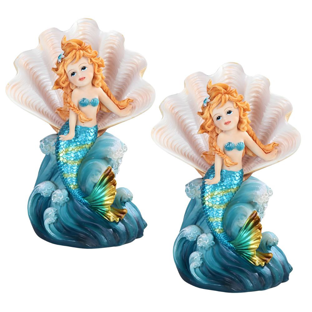 Trinx "2-PC Set" ICE ARMOR 7"H Blue Tailed Youth Mermaid Girl Sitting ...