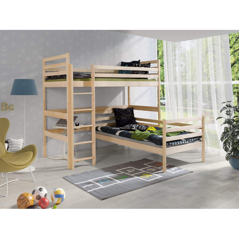 Isabelle & Max Deacon Single (3') L-Shaped Bunk Bunk Bed and Mattress ...