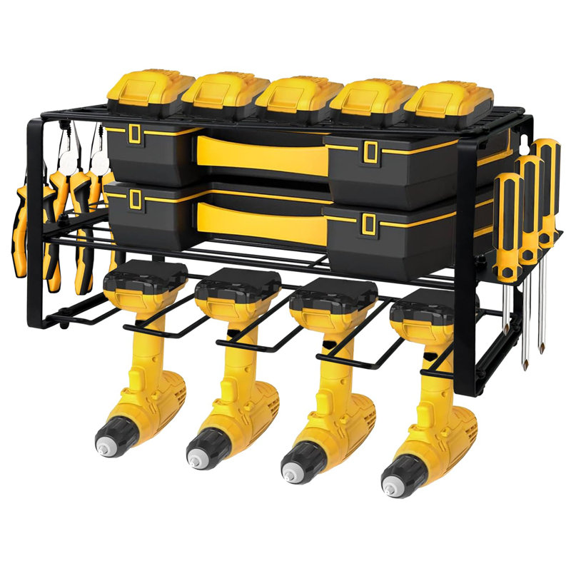 17 Stories 3-Tier Heavy Duty Power Tool Wall Mount Organizer With 4 ...