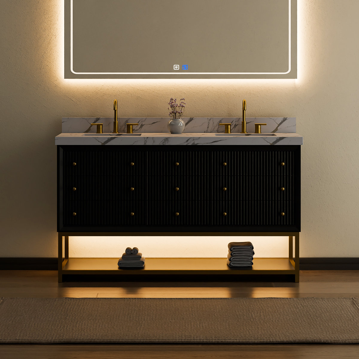 Dilon Luxury Style Bathroom Vanity Modern Exquisite Ceramic Rock Slab ...