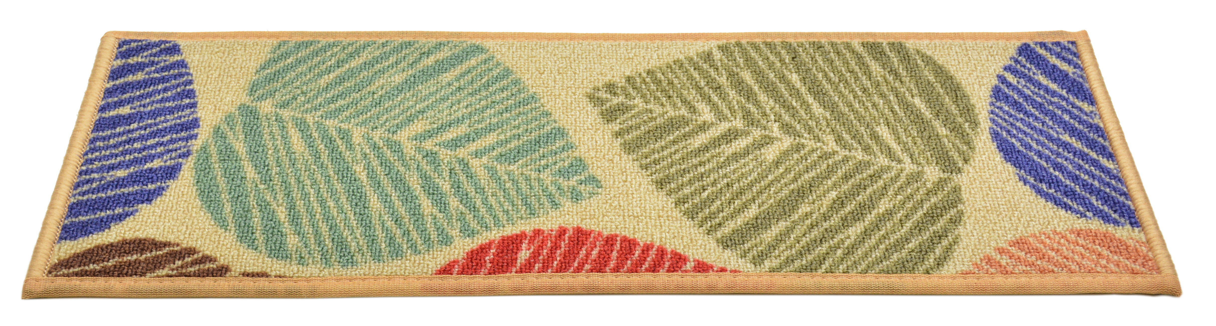 Winston Porter Slip Resistant Machine Washable Floral Leaves Beige Low ...