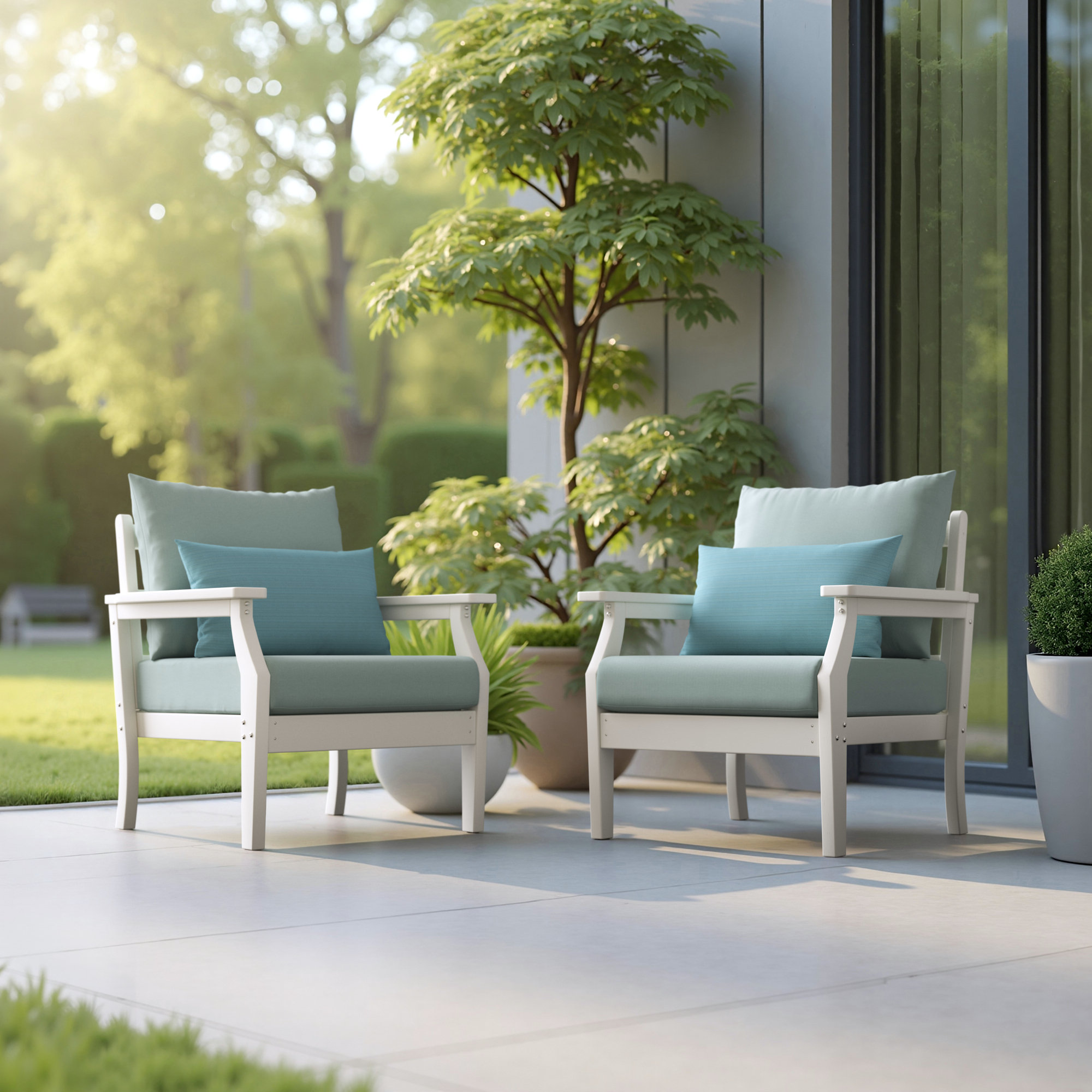 RST Brands Kamas 2 Piece Sunbrella Outdoor HDPE Club Chairs - White ...