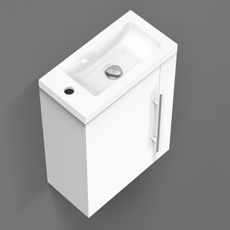 17 Stories 440mm Small Bathroom Vanity Unit with Resinous Sink Matt ...