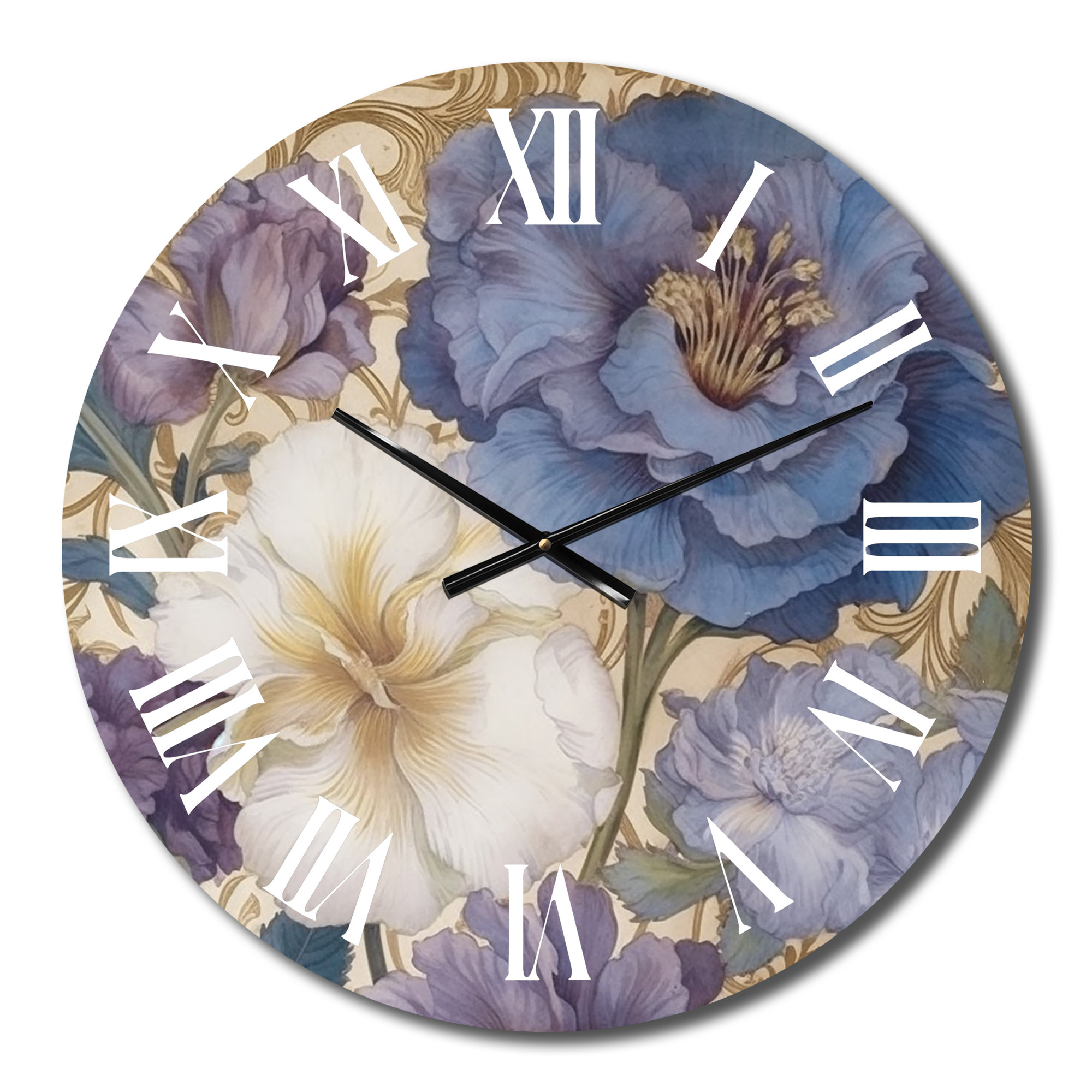 Design Art White Hibiscus Blossoming Retro Illustration - Wildflowers ...