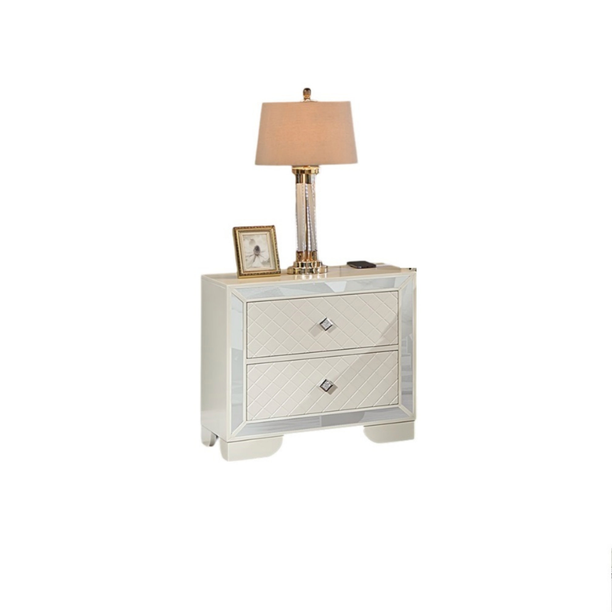 white panel bedside table