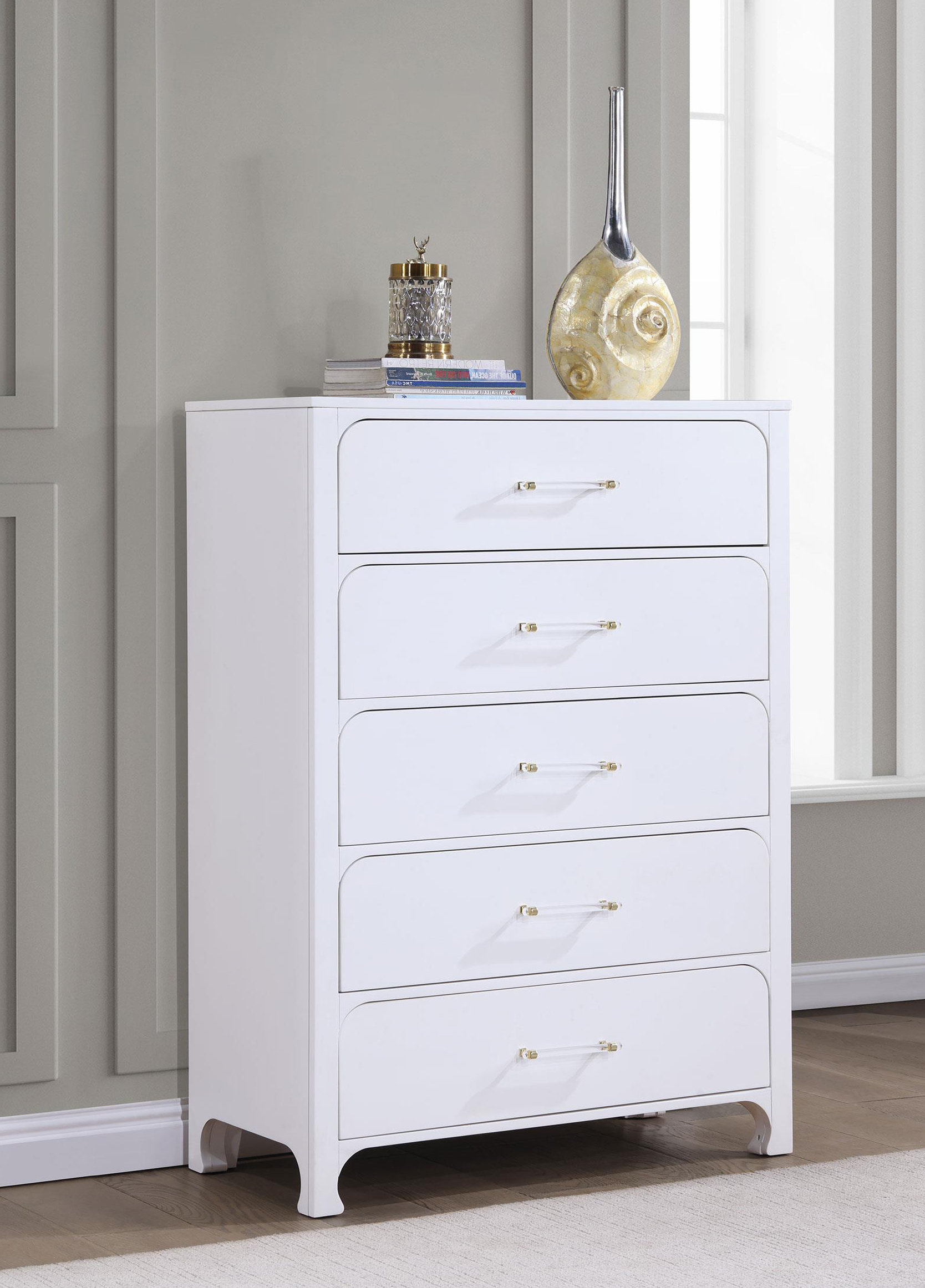 Lark Manor™ 5-drawer Bedroom Chest Pearl White | Wayfair