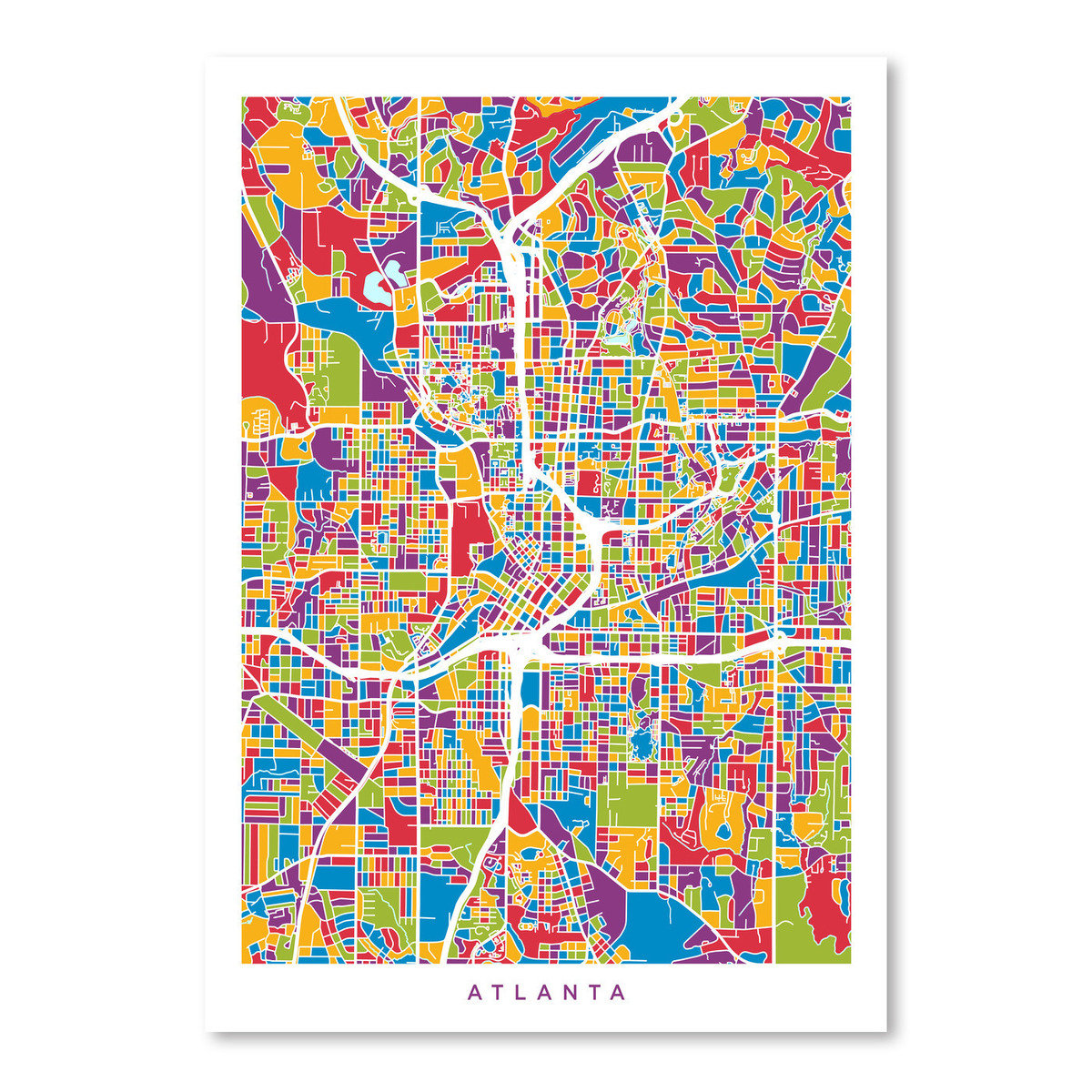 Borough Wharf Atlanta Georgia City Map by Michael Tompsett - Poster Art ...