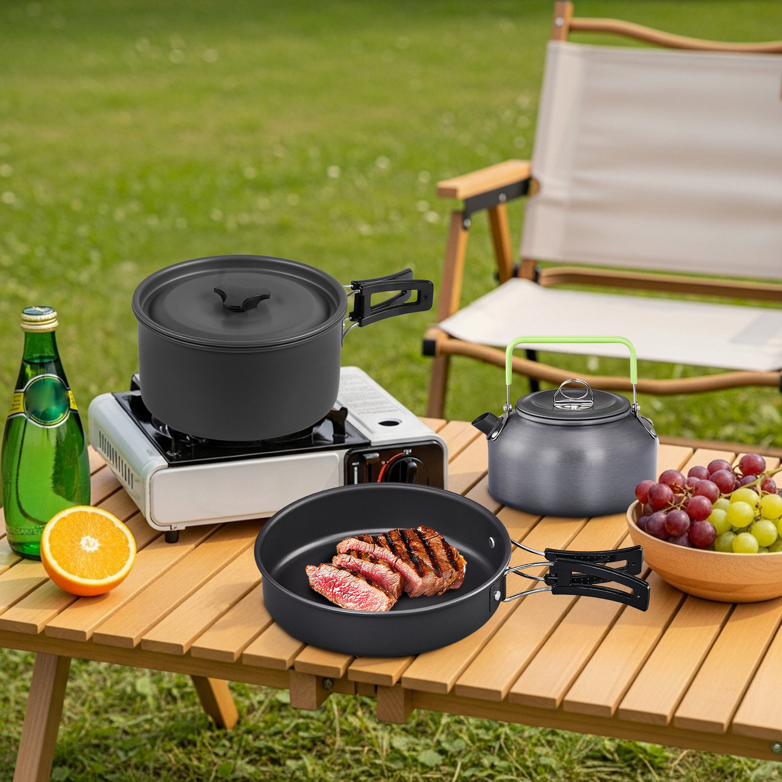 Winado 10 PCS Camping Cookware Set Outdoor Cooking Kit Double Cookware ...