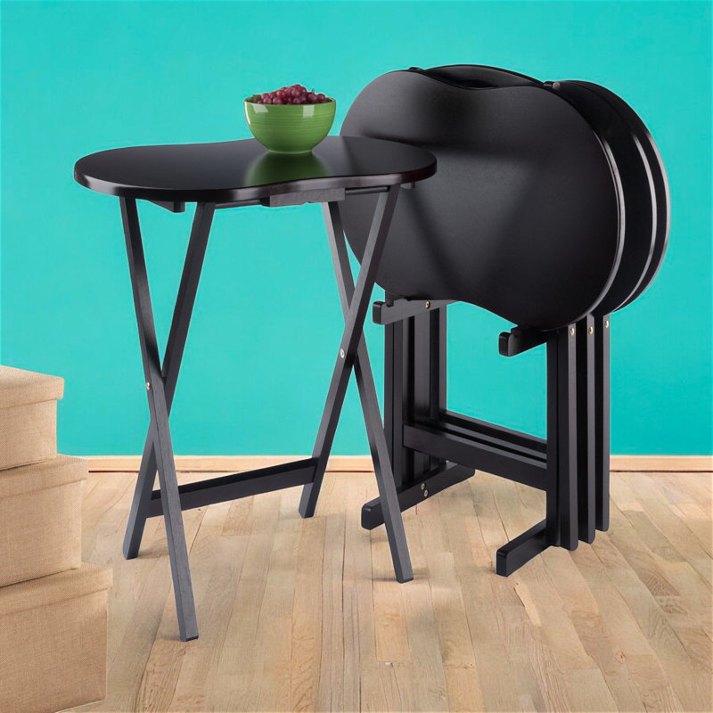 Lark Manor™ Luce Espresso 5-Piece Snack Table Set with Peanut Top | Wayfair