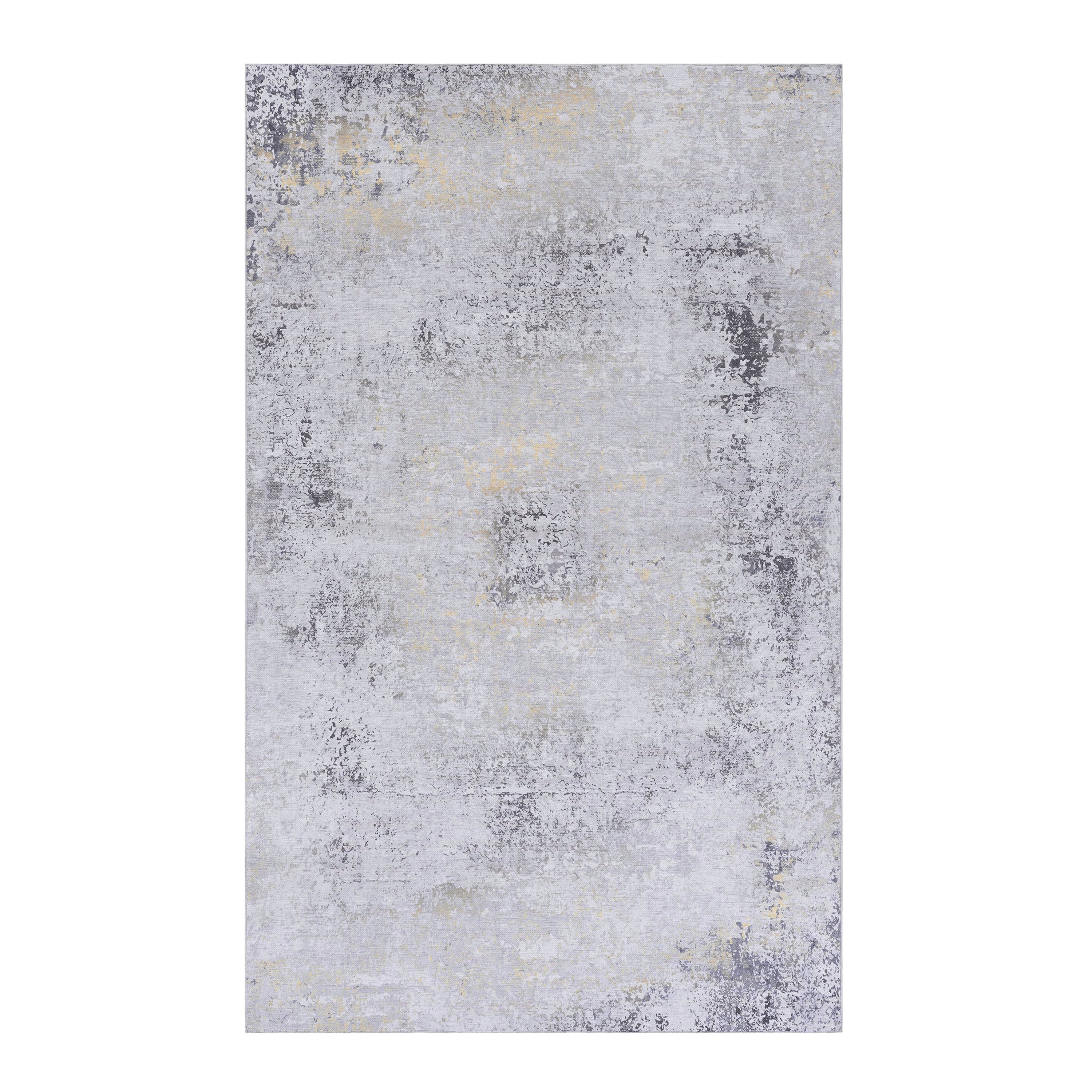 Bungalow Rose MAVAL Gray/Gold Washable Rug, Abstract Area Rug for ...