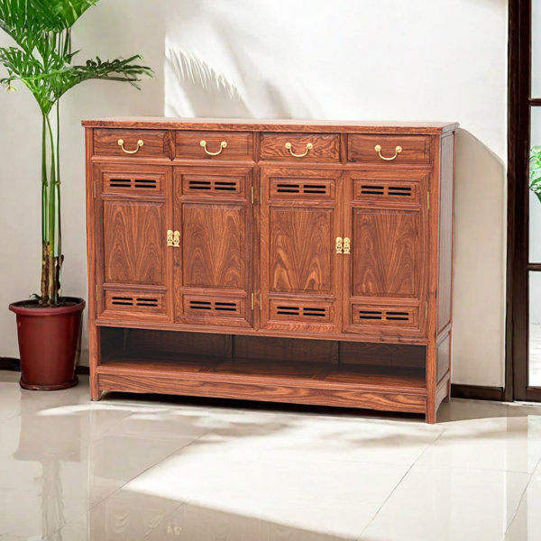 DICIXA Classic Mahogany Shoe Cabinet 28 Pair Solid Wood Shoe Storage ...