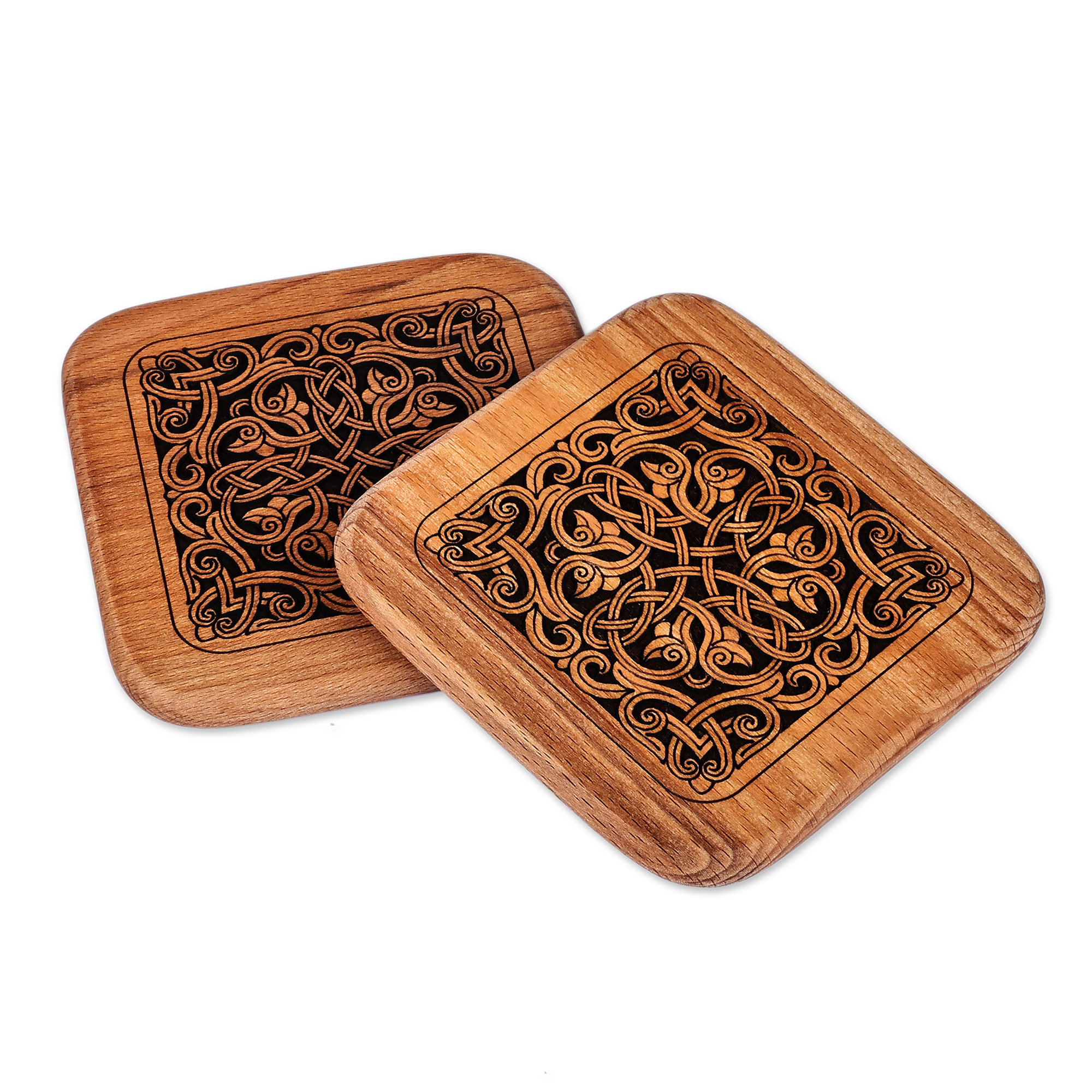 World Menagerie Handmade Luscious Vines Wood Coasters (Pair) | Wayfair