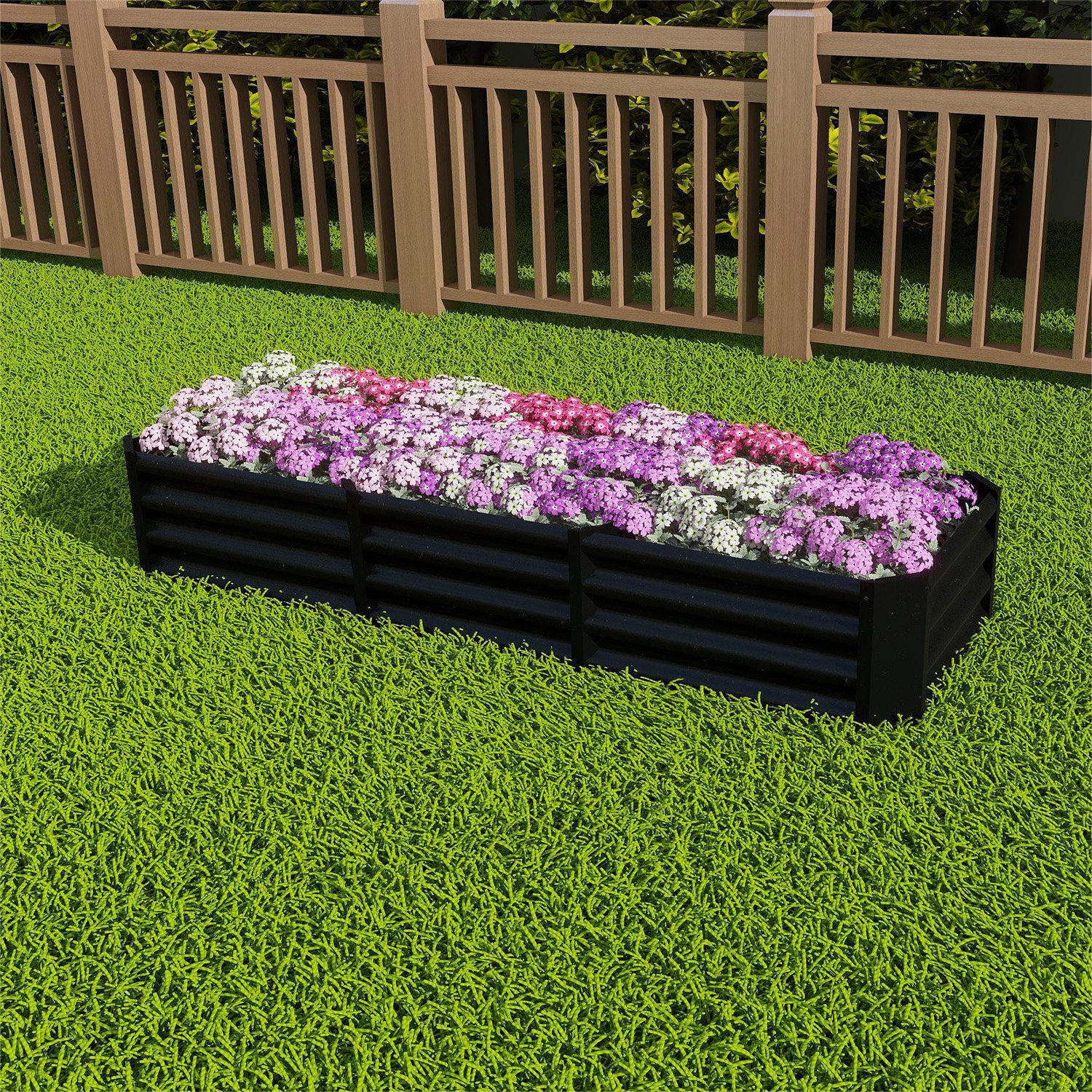 Arlmont & Co. Black Outdoor 6 × 3 × 1 Feet Metal Elevated Rectangular ...