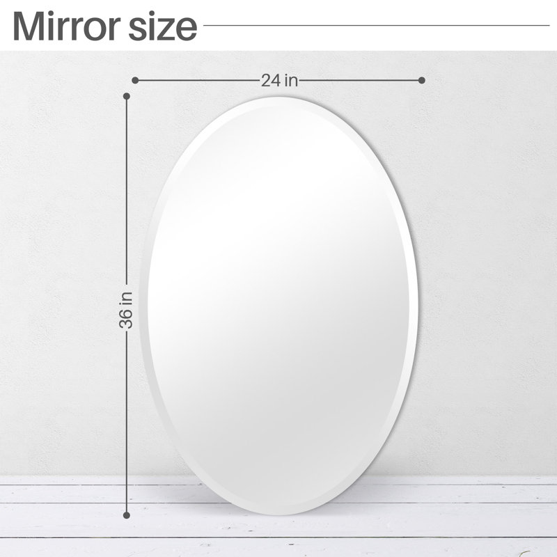 Latitude Run® 24"X 36" Oval Wall Mounted Frameless Mirror | Wayfair