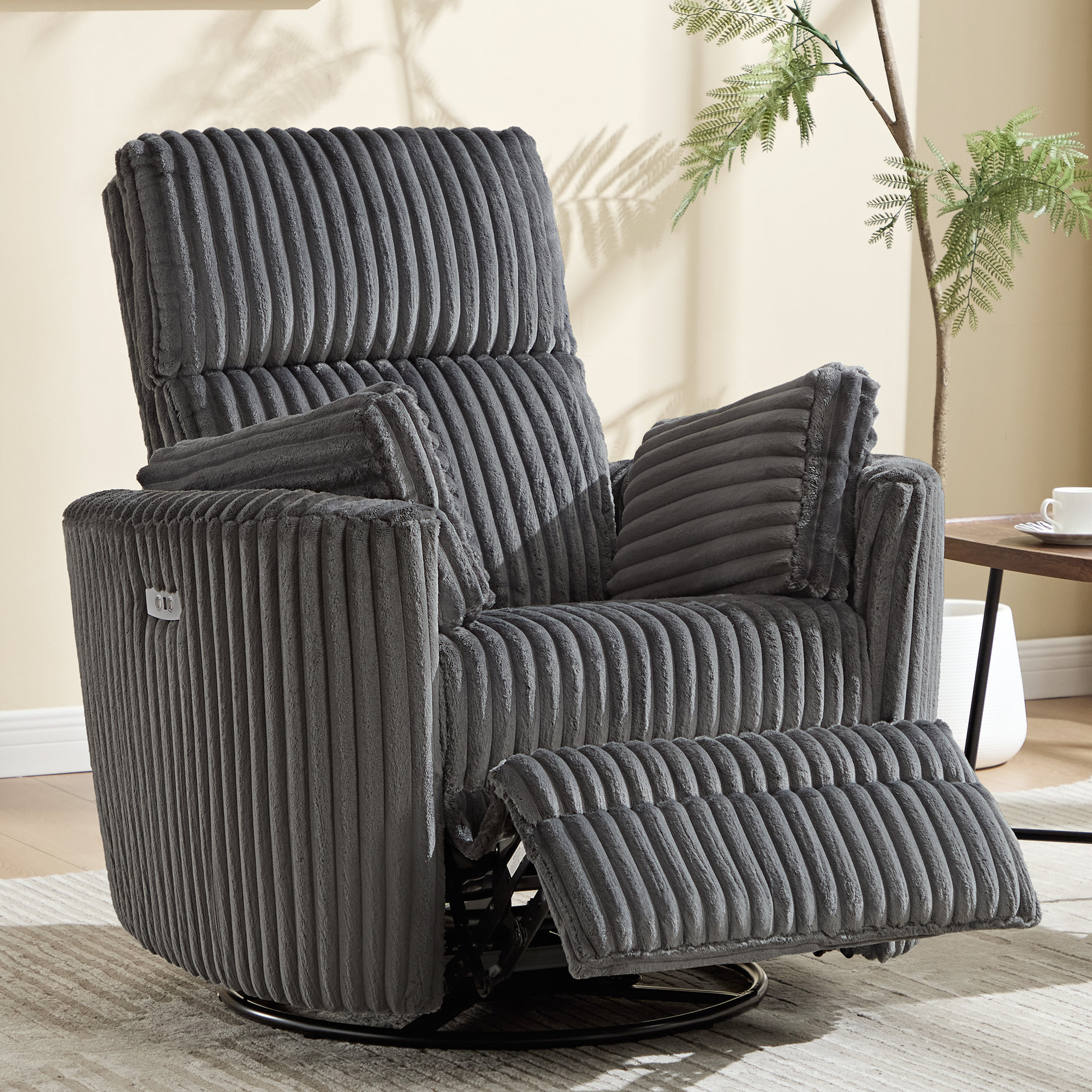 Mercer41 Elegant Swivel Rocker Power Recliner With Customizable ...