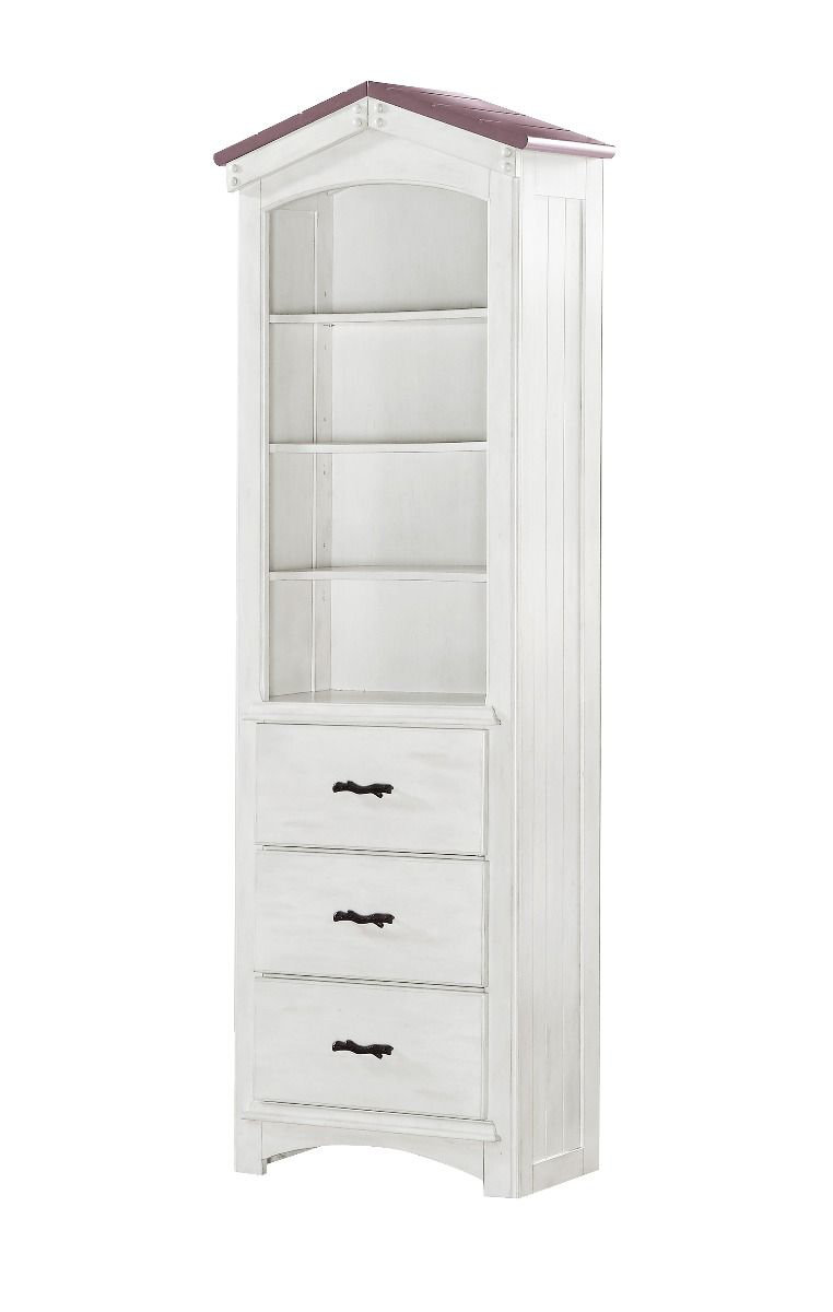 Red Barrel Studio® Demonte 3-Drawers Bookcase in Pink and White | Wayfair