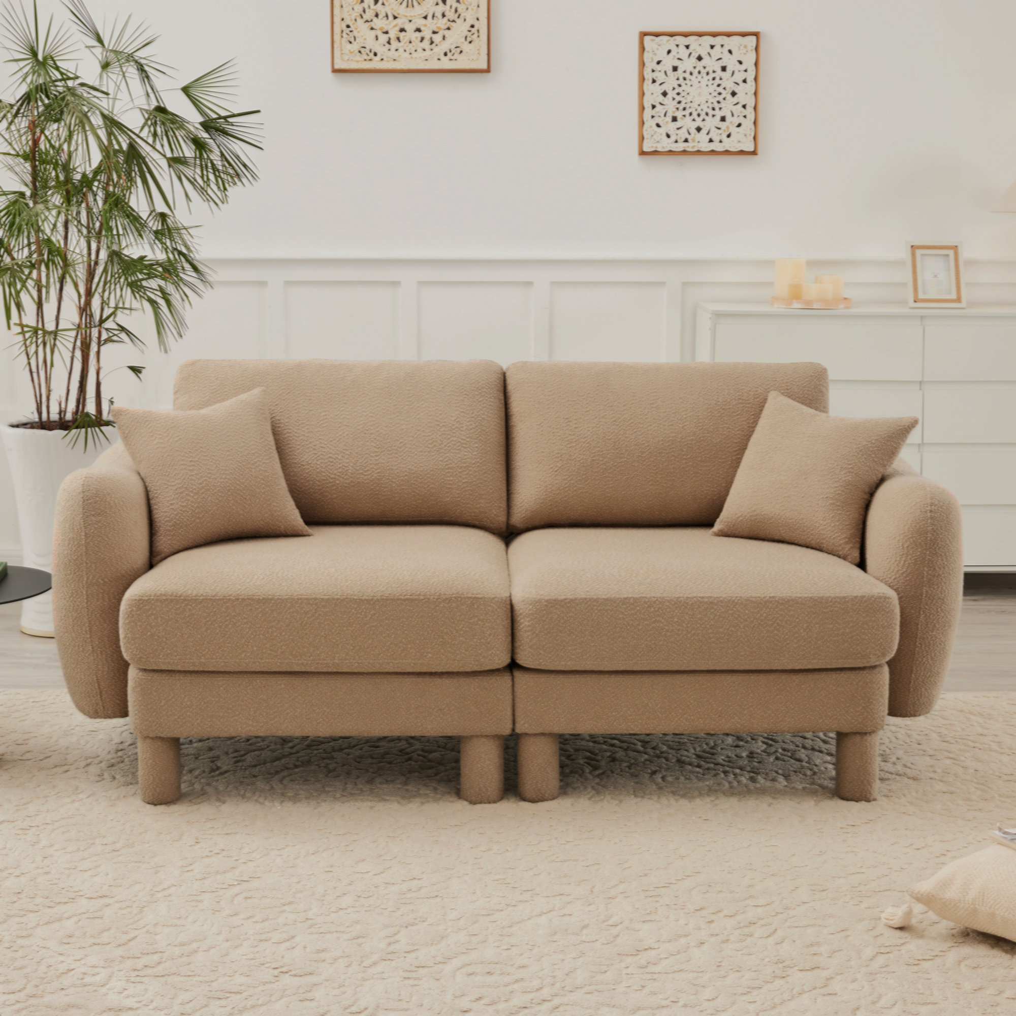 Latitude Run® Boucle Fabric 2-Seater Loveseat Sofa Couch With ...