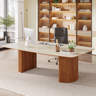 Hokku Designs Travertine Slab Computer Desk With Semi-Circular Base In ...