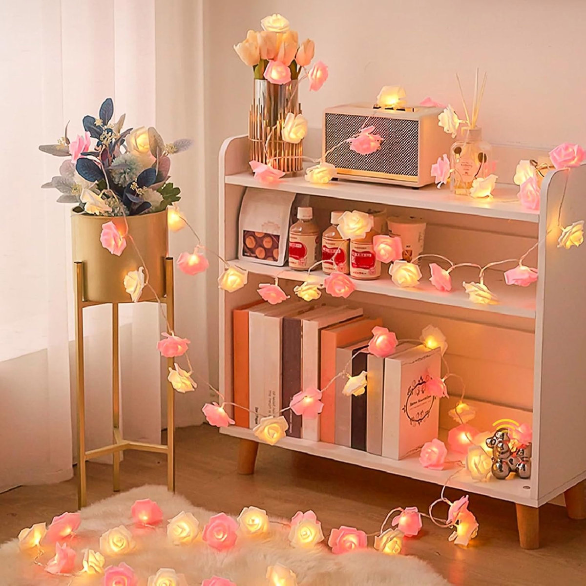 The Holiday Aisle® Rose Flower String Lights,18 LED Battery Operated ...