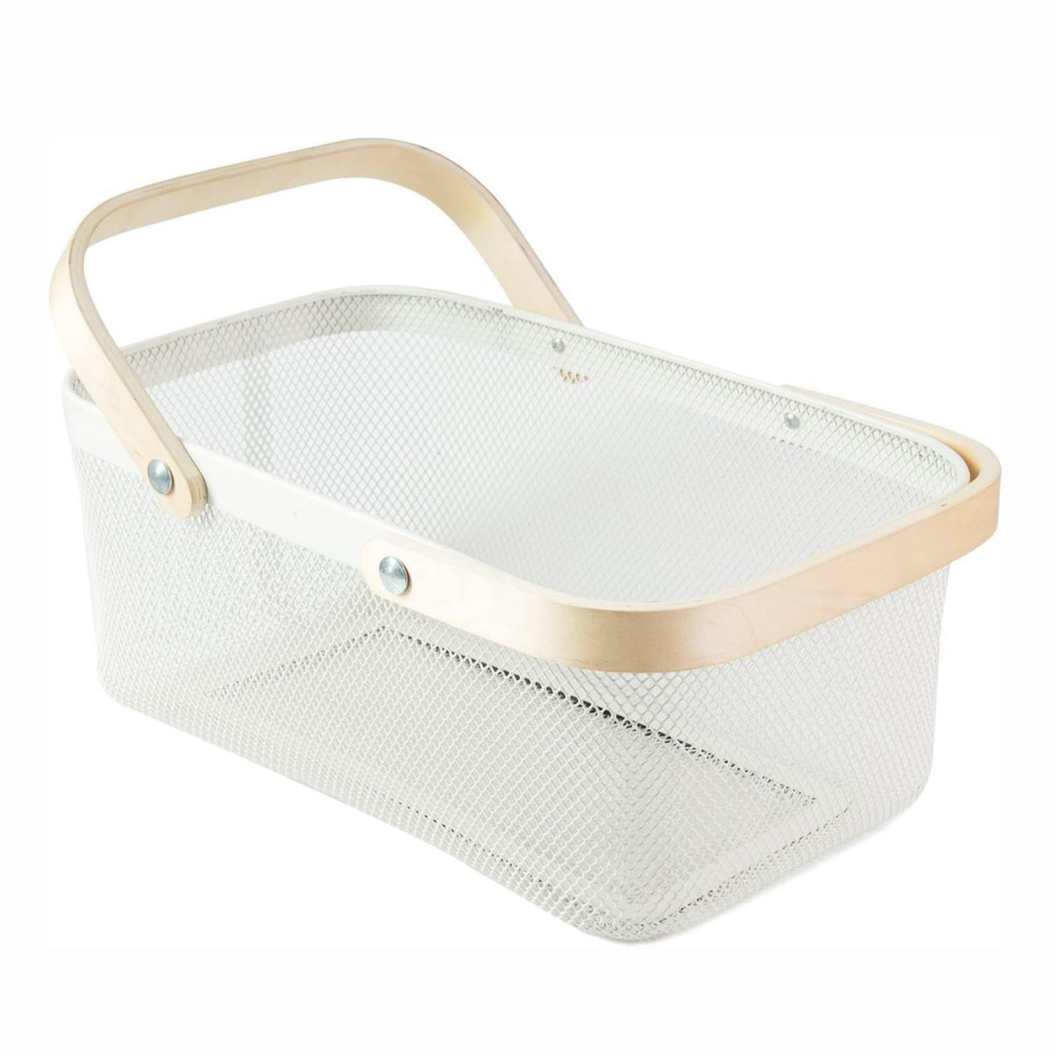 Ameriwood Mesh Design Natural Bamboo Handle Wire Storage Baskets | Wayfair