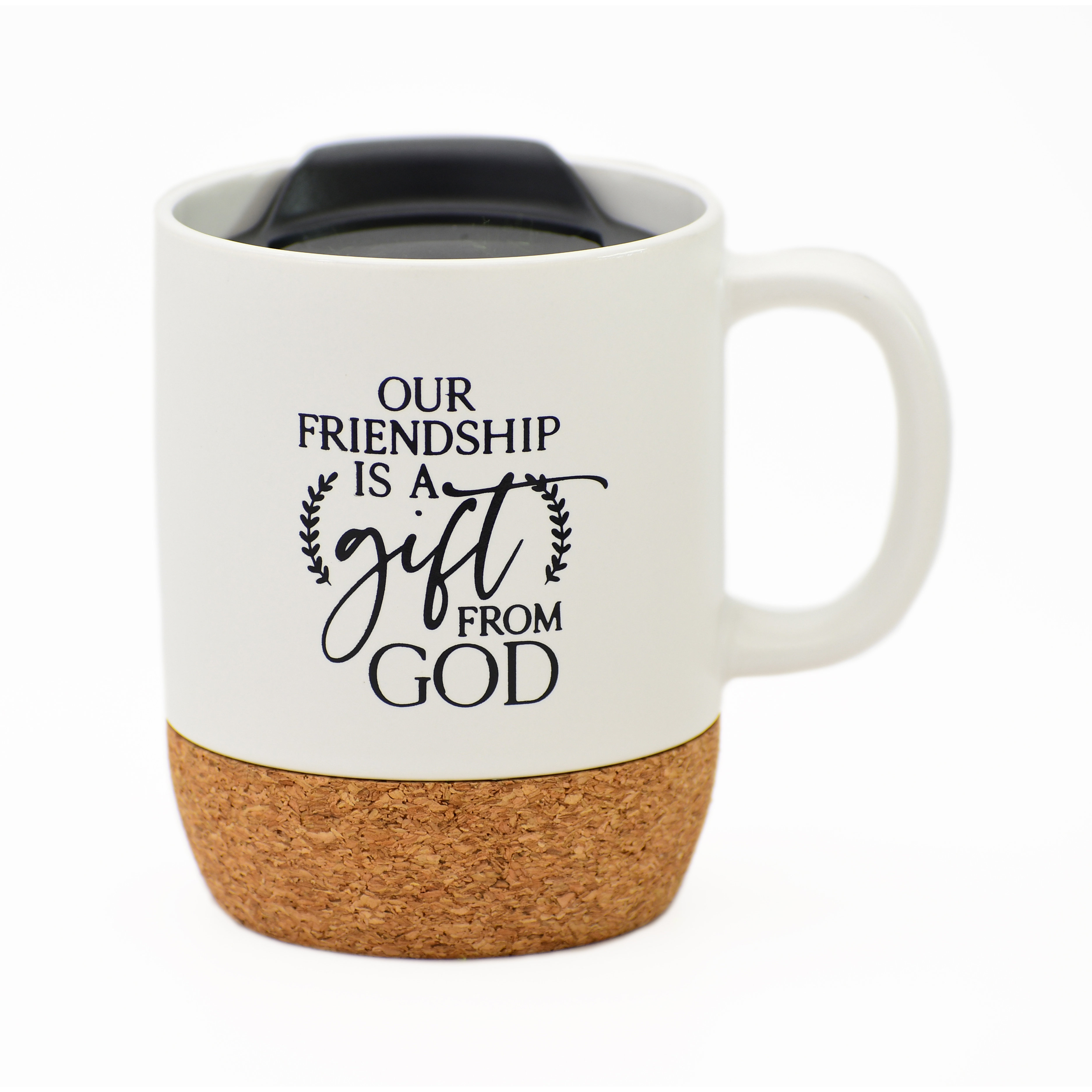 East Urban Home Our Friendship Designer Cork Bottom Mug With Lid - 14 ...