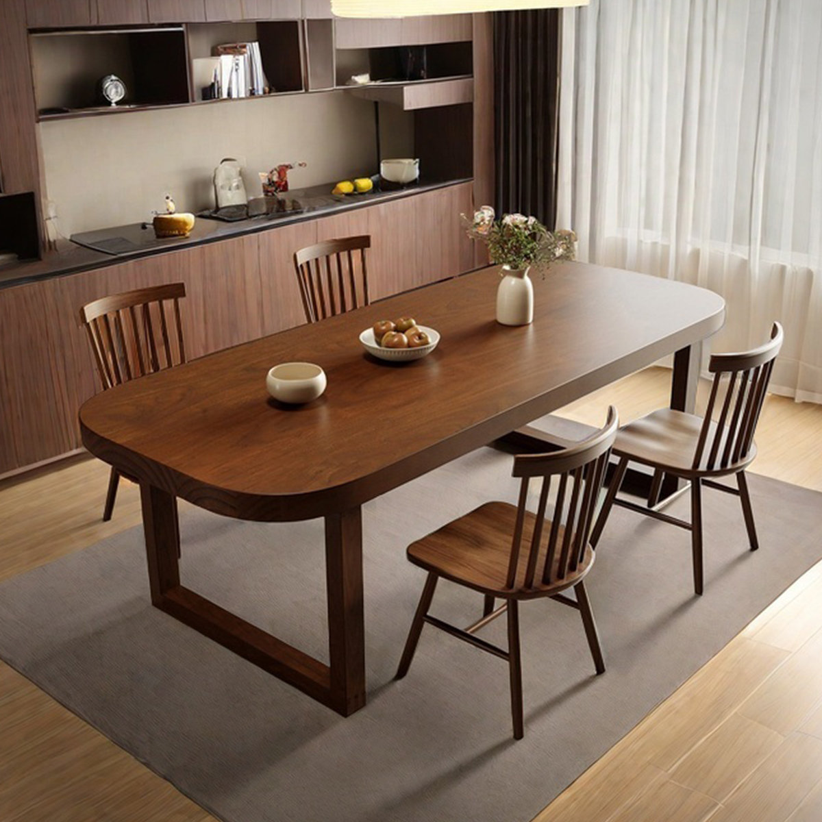 Beicang Home Solid wood round corner dining table rectangular - Wayfair ...