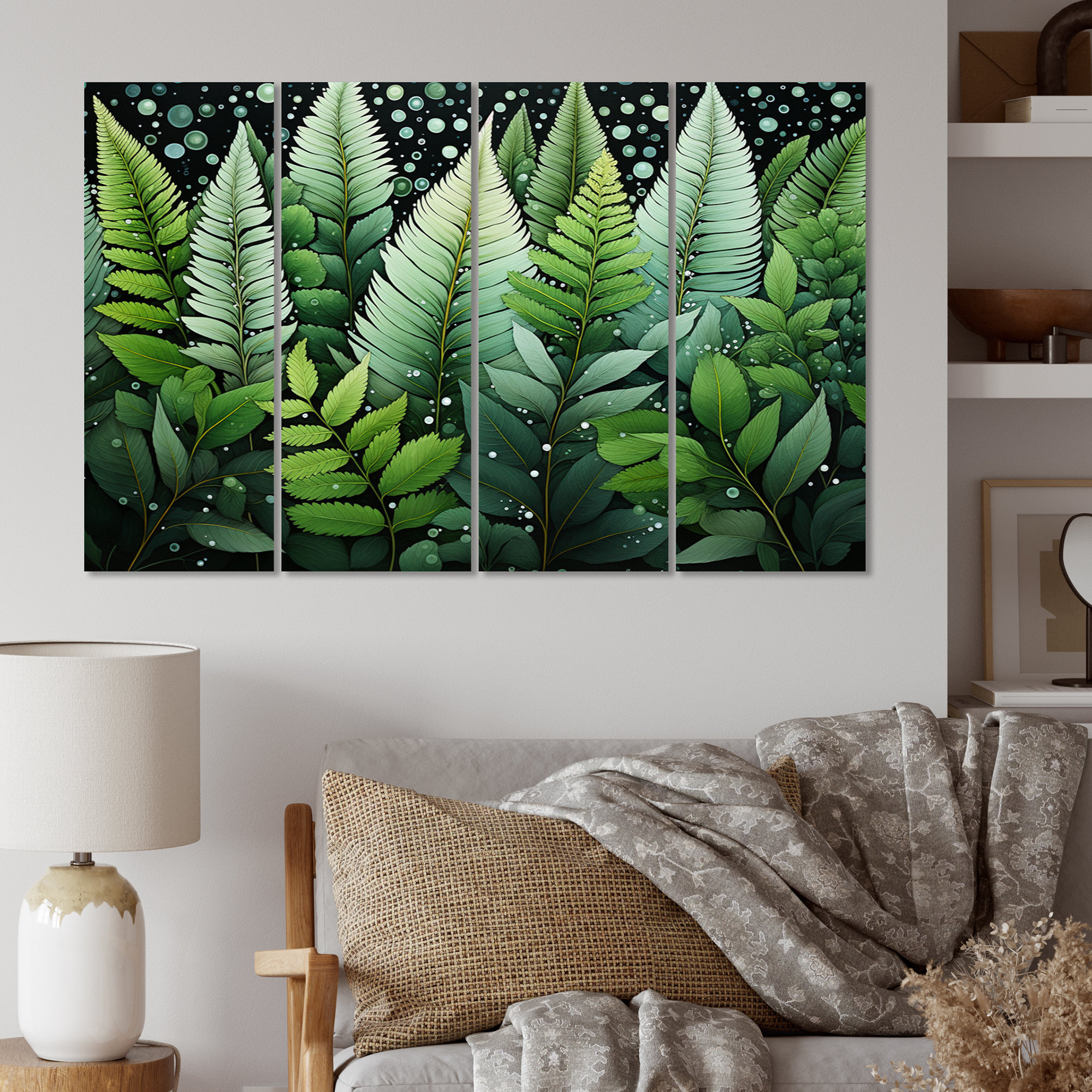 Design Art Ferns Plant Whispering Fronds II - Floral Canvas Wall Art ...