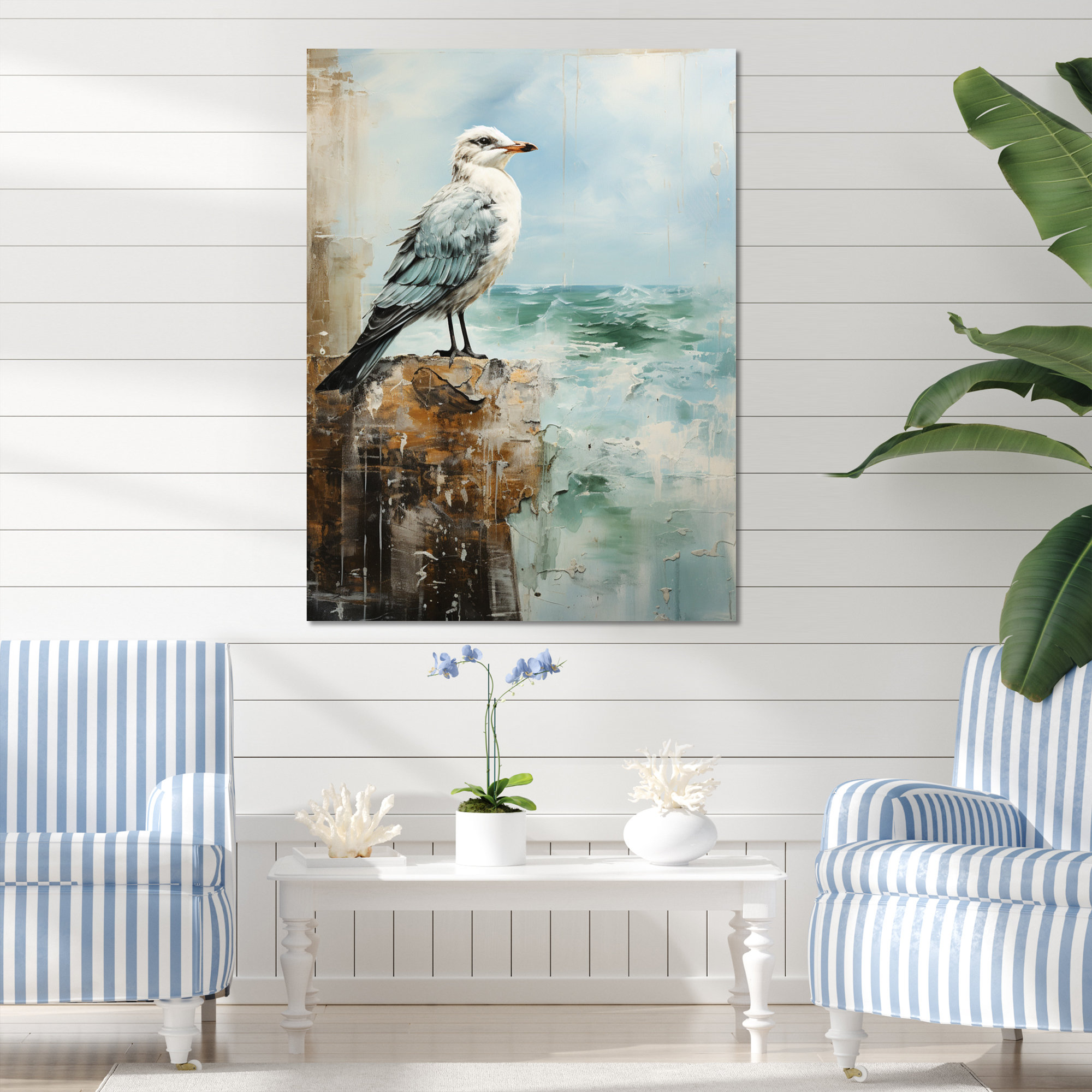 Dovecove Coastal Seabird - Coastal Beach Sand Canvas Wall Art | Wayfair