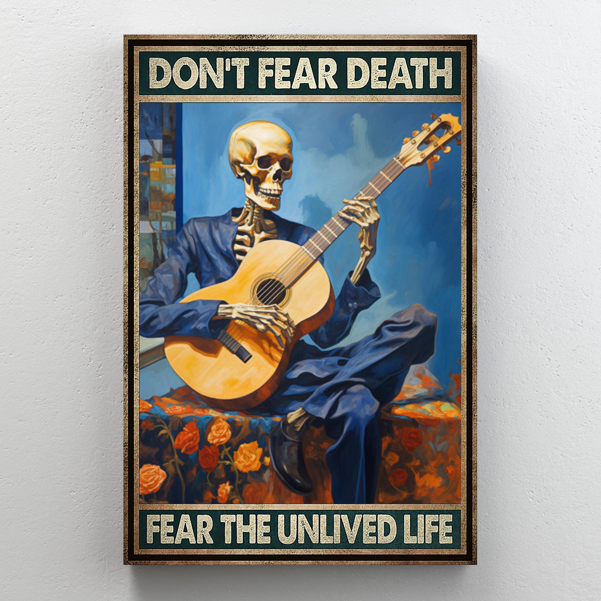Trinx Skeleton Play Guitar Dont Fear Death On Canvas Graphic Art | Wayfair