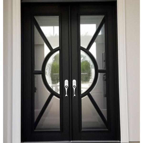 Custom Iron Door Pros Kronos 72'' Glass Iron Front Entry Doors | Wayfair