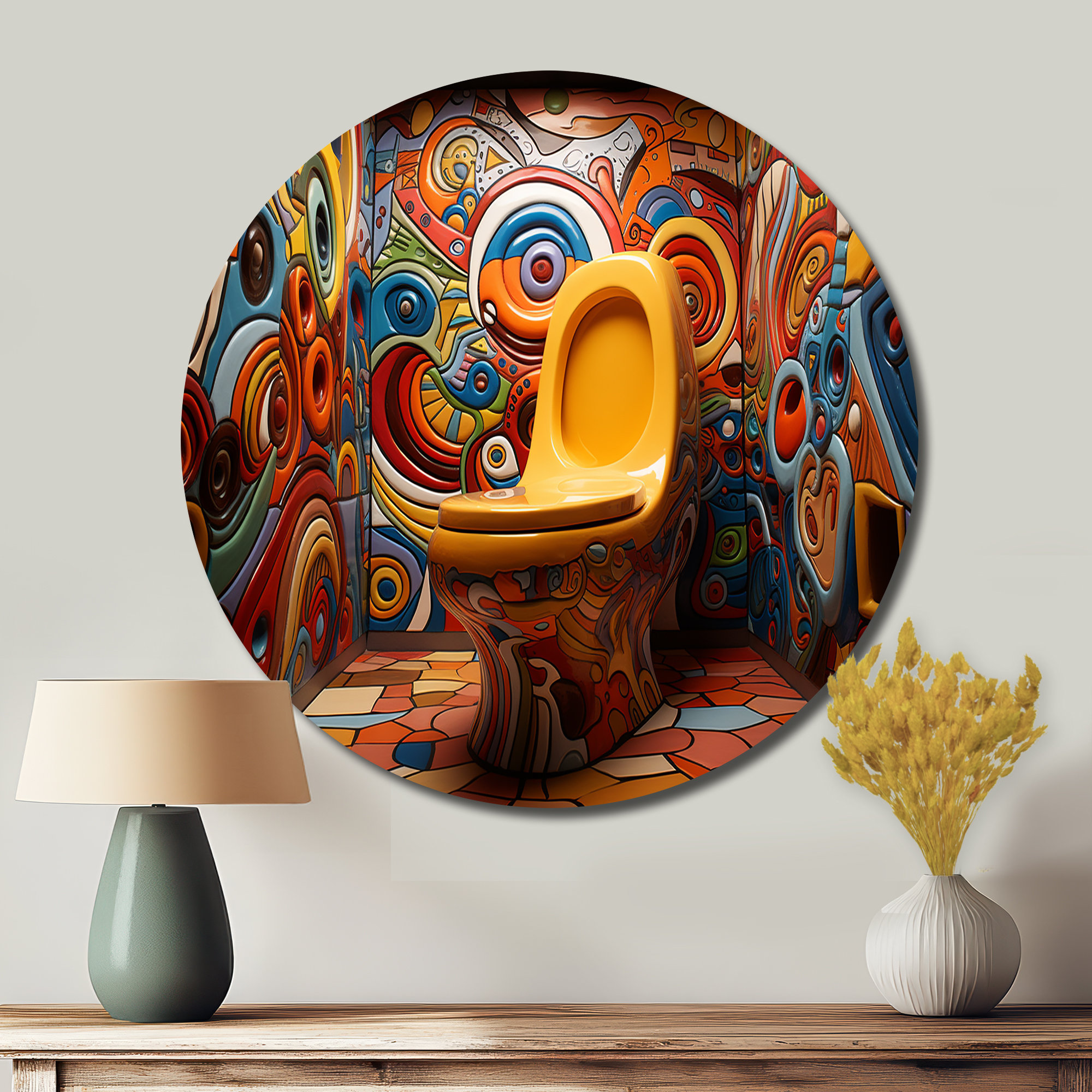 Winston Porter Bathroom Toilet Bold Modernity - Humor Round Metal Art ...