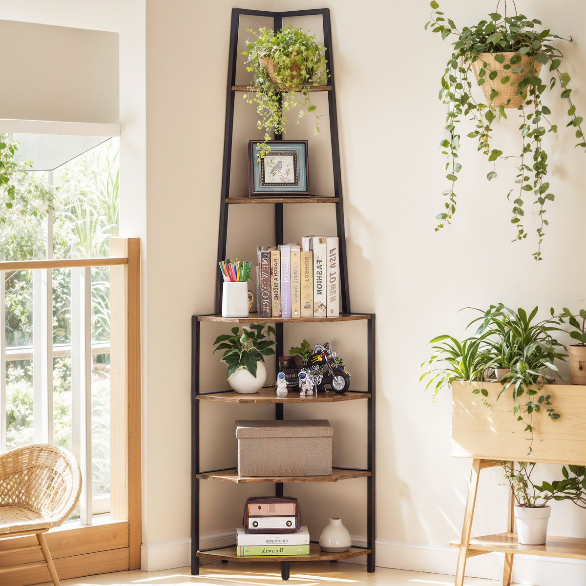 Trent Austin Design® Pursel 68.5'' Tall 5 Tier Corner Bookcase ...