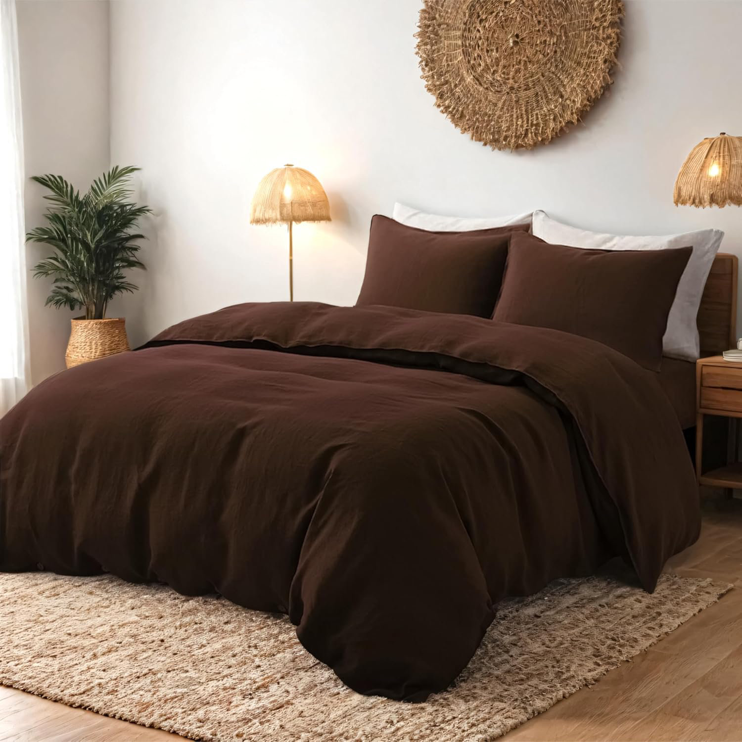 VOCAZT Brown Duvet Cover Queen Size Extra Cozy Bedding 160 GSM Ultra ...
