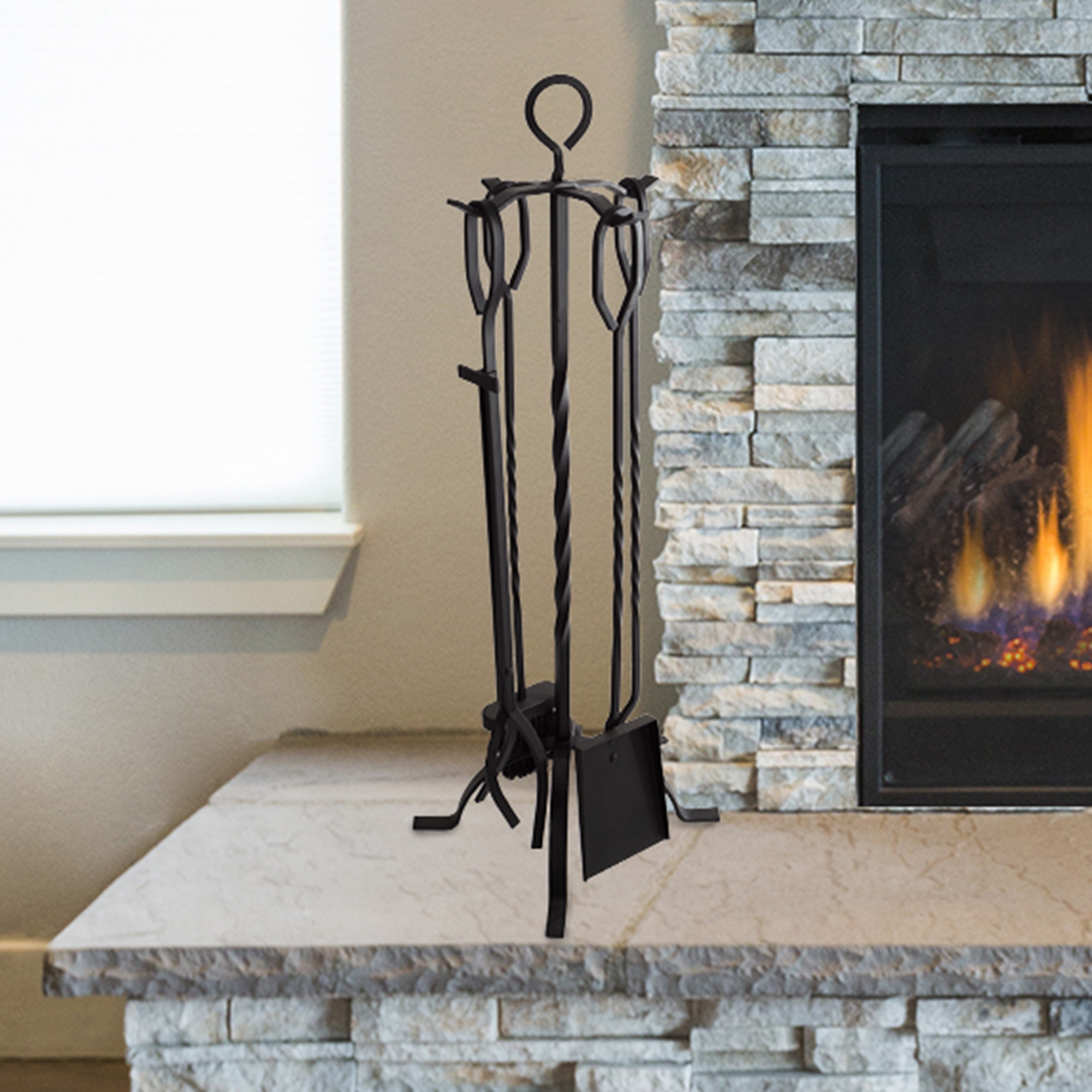 Red Barrel Studio® Alanya 5-Piece Fireplace Tool Set - Holds Wrought ...