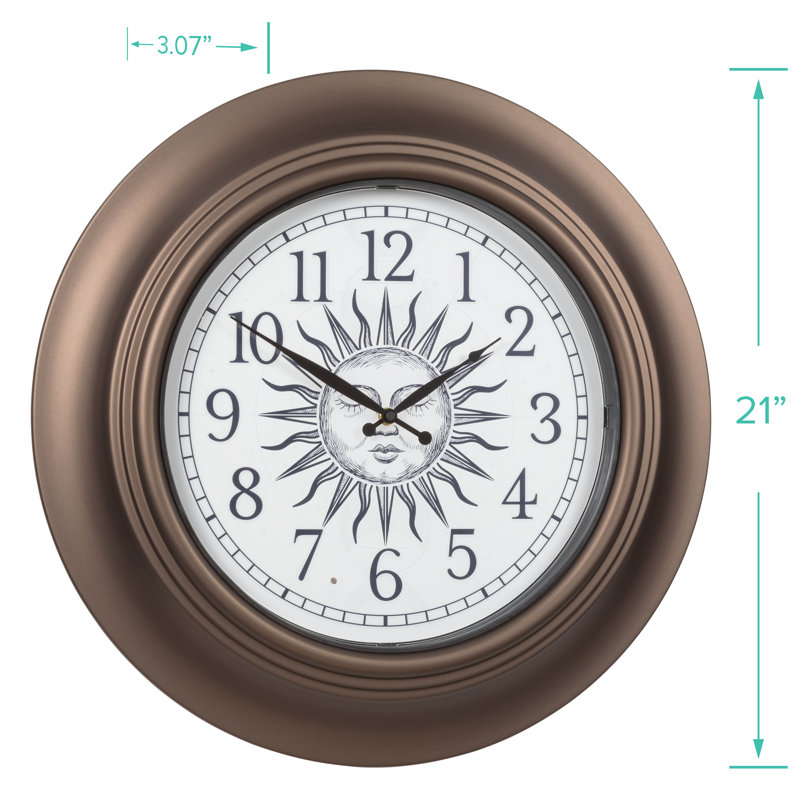 Bungalow Rose Hildigunnur Outdoor Metal Clock with Illuminated Dial ...