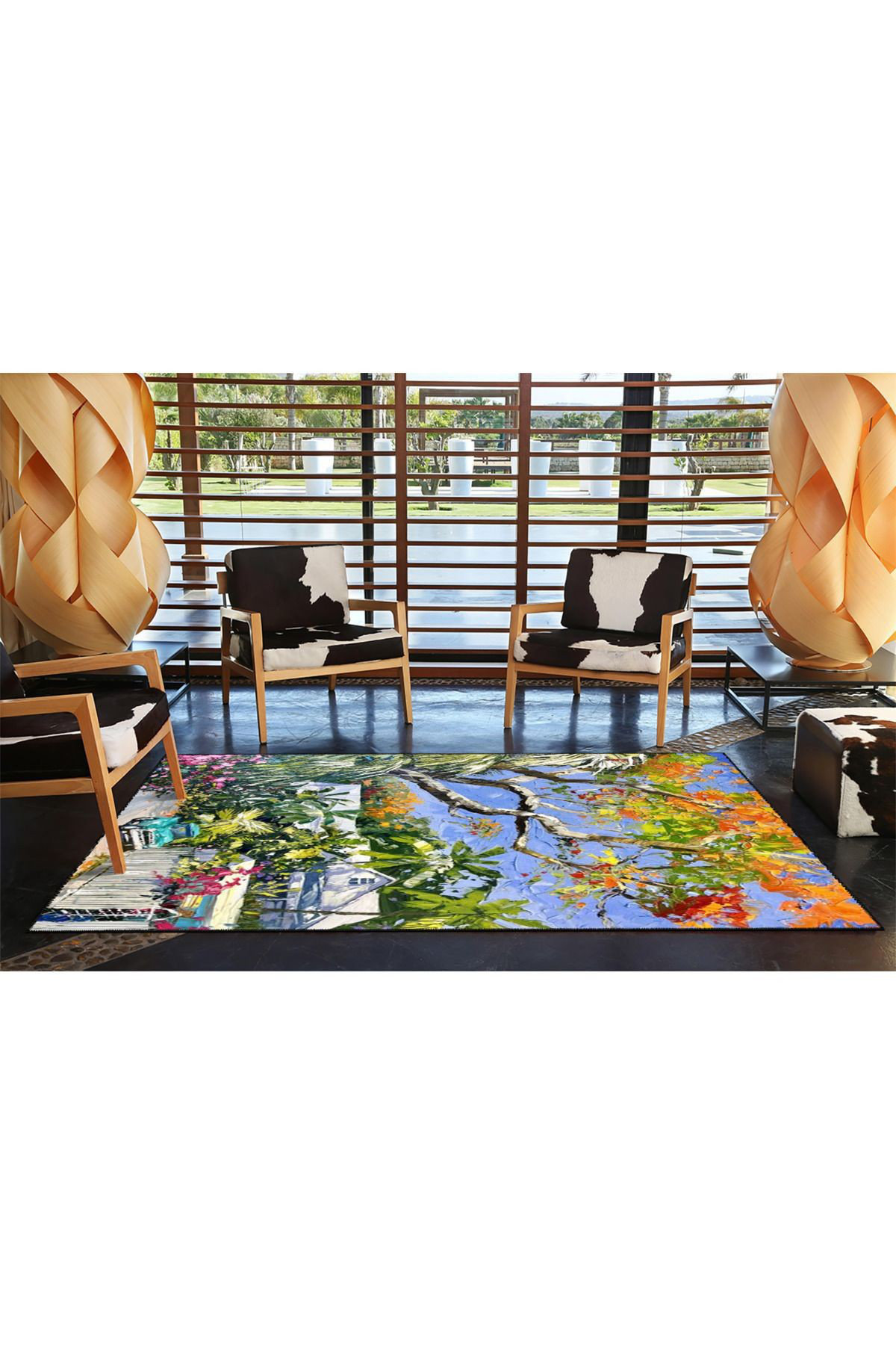 Hokku Designs Machine Washable Tree Branch Scenery Patterned Woven Base ...
