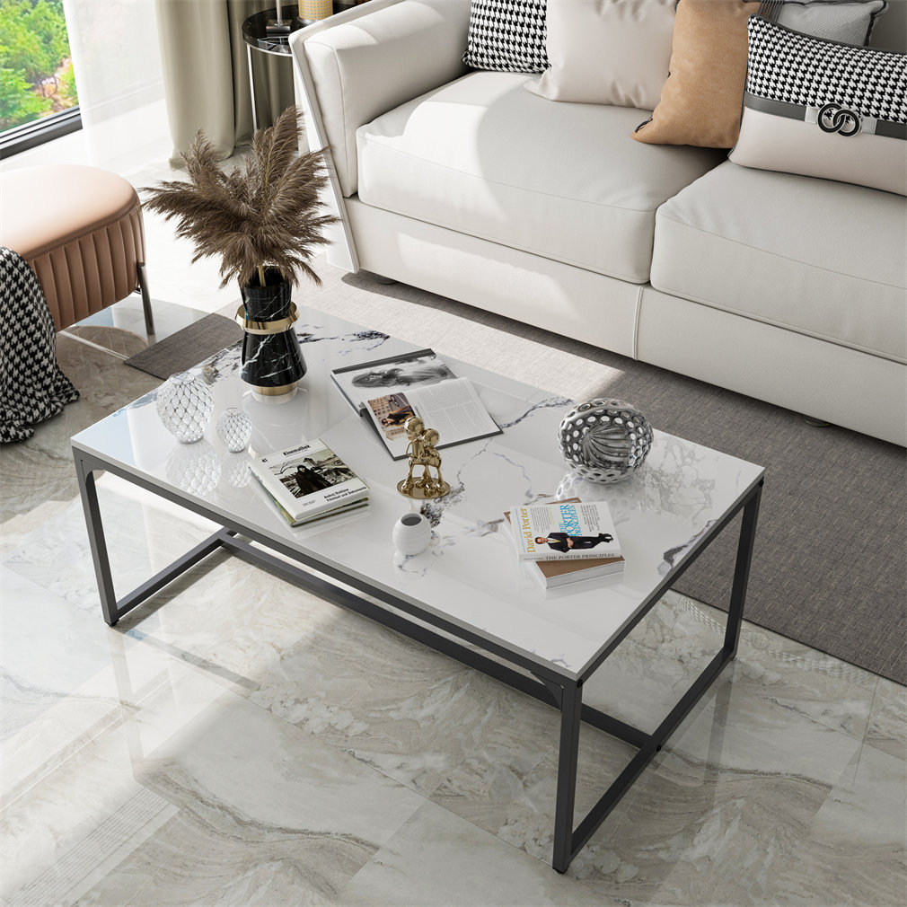 Wrought Studio™ Modern Chic Coffee Table Marble Rectangular Center ...