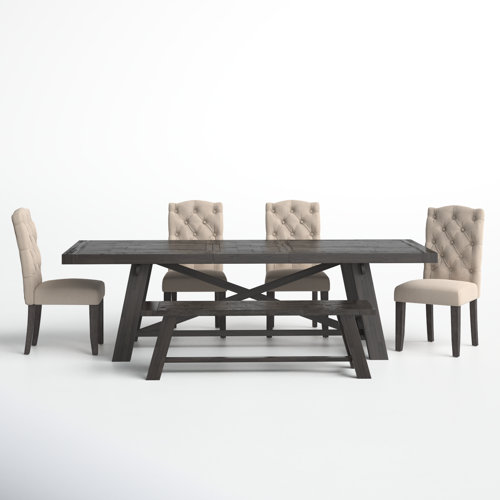Birch Lane™ Bianca 6 - Piece Extendable Solid Wood Top Trestle Dining ...