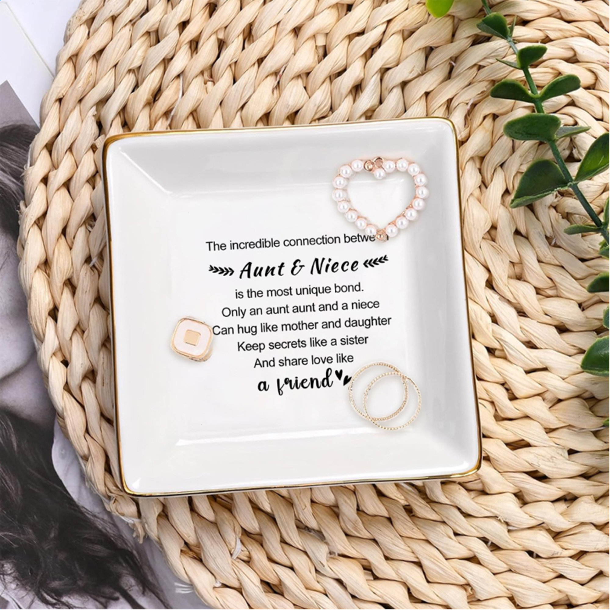 Ebern Designs Aesthetic Trinket Tray for Auntie Birthday Thanksgiving ...