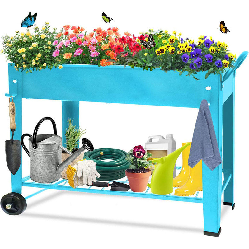 Arlmont & Co. Raised Planter Box Beds with Wheels Legs, Large Metal ...