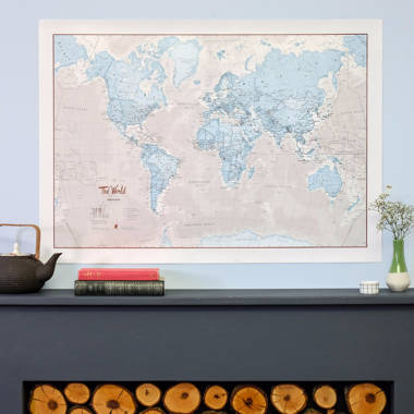 Maps International 33'' W x 23'' H Dry Erase And Laminated World Map ...