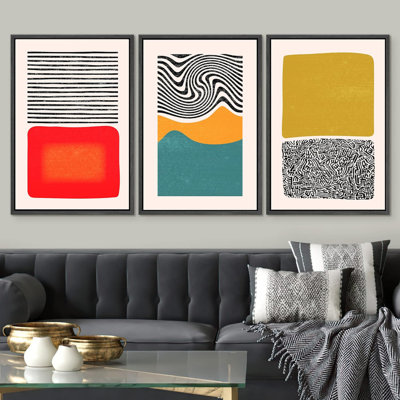 IDEA4WALL Abstract Vibrant Color Blocks Teal, Red And Yellow Color ...