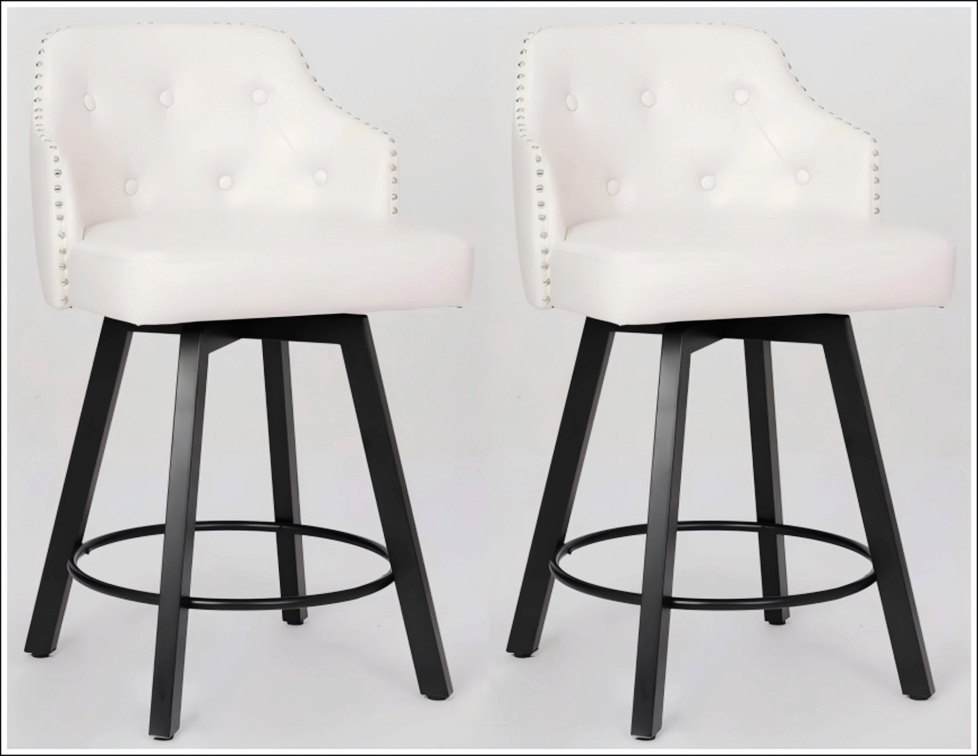 Winston Porter Counter Height Bar Stools Set Of 2 With Backs And Metal ...