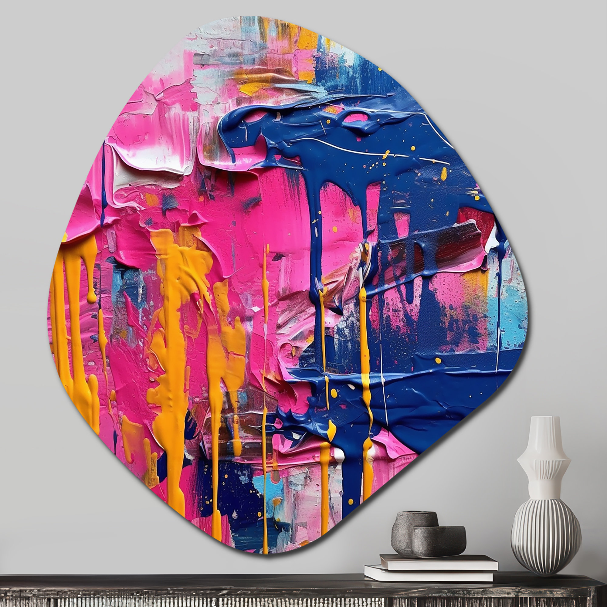 Design Art Pink and Blue Explosions Of Color - Irregular Shape Abstract ...