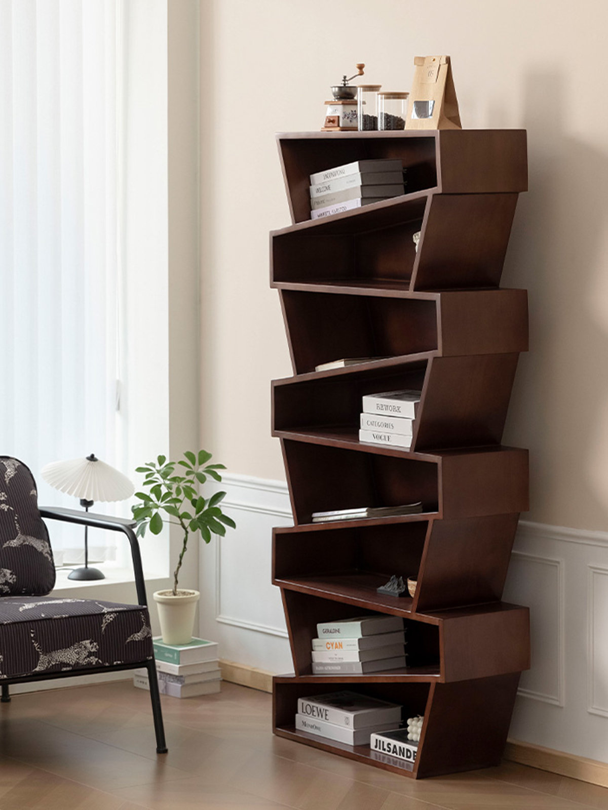 EliteFurnishings Brown Irregular Shape Solid Wood Bookcases | Wayfair