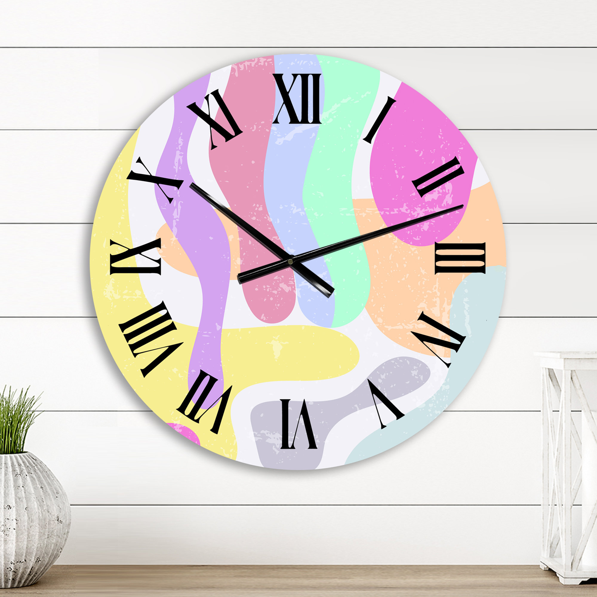 East Urban Home 70S Vintage Minimalistic Organic Doodles I Wall Clock ...